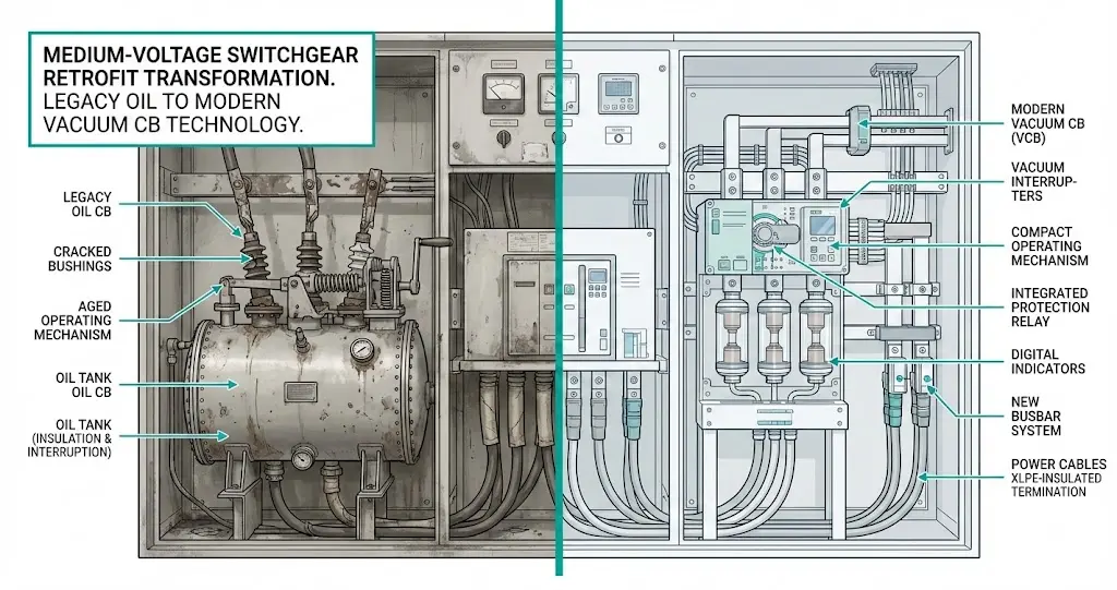 Oil & SF6 to VCB Retrofit Guide 2026: Risks & Tests