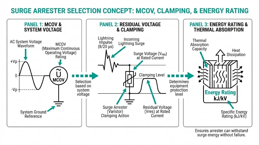 Surge Arrester Selection : MCOV, Voltage & Energy